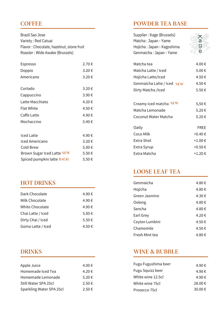 Menu Kafei Brunch — KAFEI