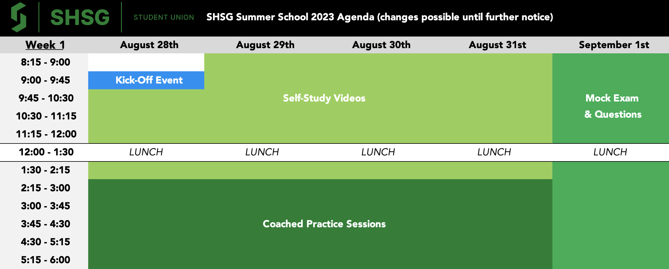 SHSG Summer School