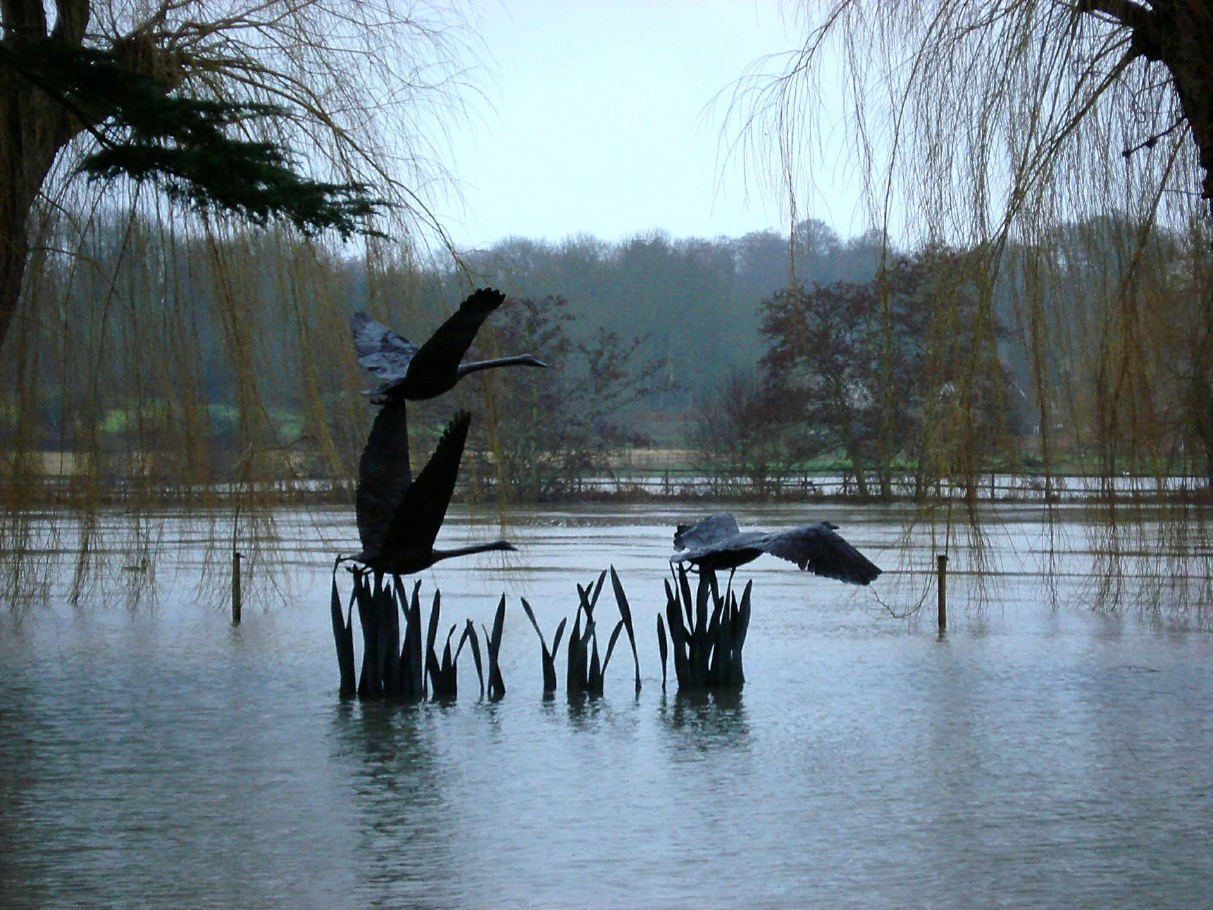 Swans in Flight - 3 Birds Bronze Sculpture — Le Blanc Fine Art