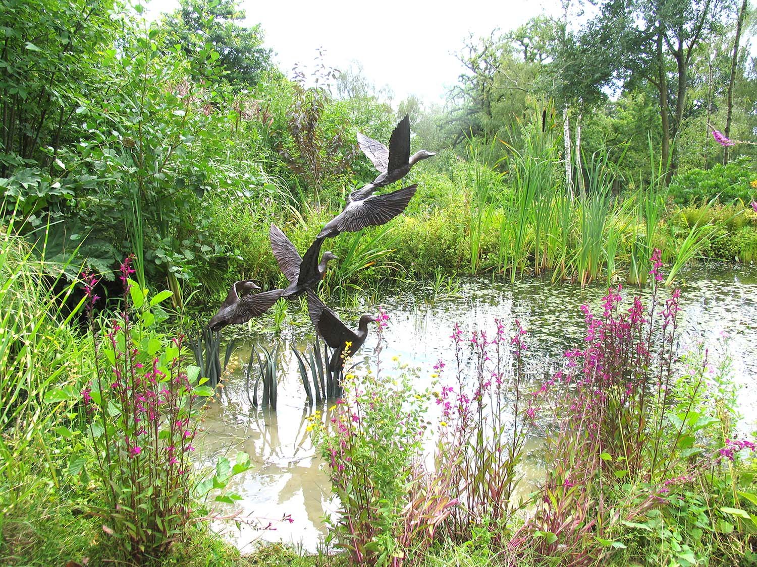 Mallard Ducks Taking Flight - 5 Birds Bronze Sculpture — Le Blanc Fine Art