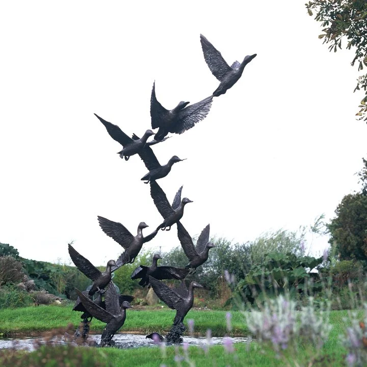 Mallard Ducks Taking Flight - 12 Birds Bronze Sculpture — Le Blanc Fine Art