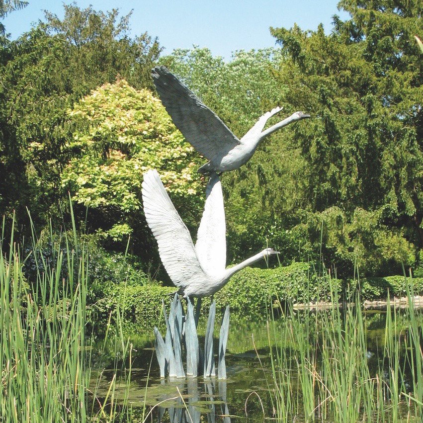 Swans in Flight - Pair Bronze Sculpture — Le Blanc Fine Art