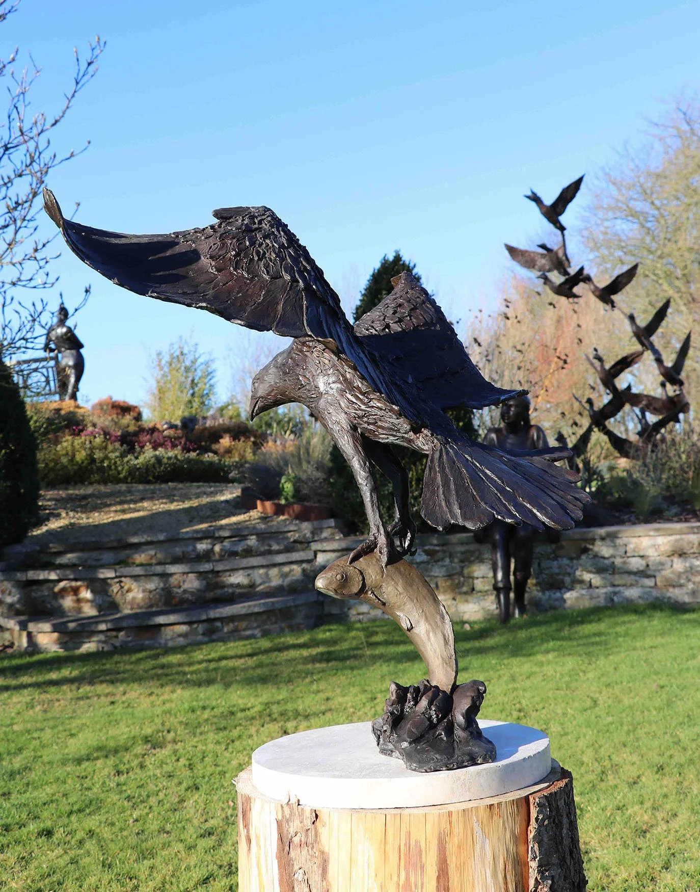Osprey Catching a Fish Bronze Sculpture — Le Blanc Fine Art