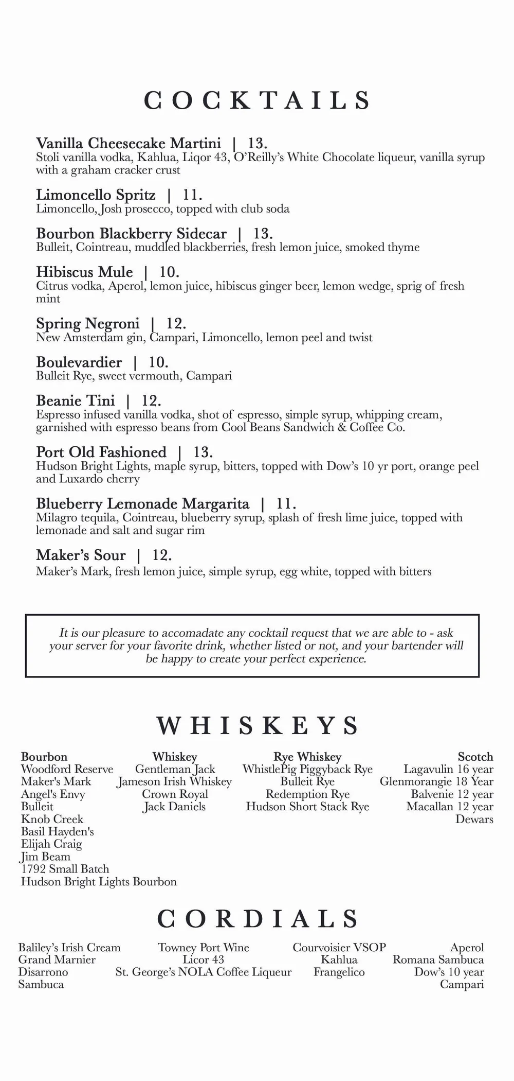 Backfin Blues Drinks — Backfin Blues