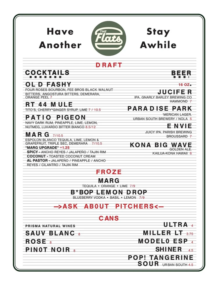 Menus — The Flats