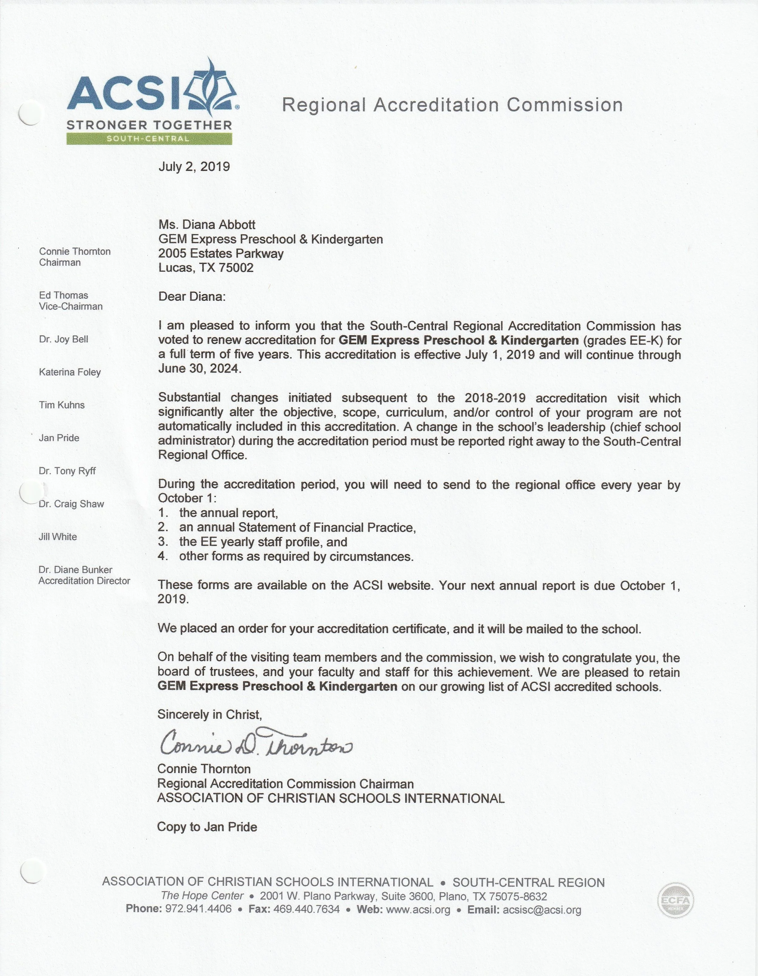 ACSI Accreditation — GEM Express Preschool & Kindergarten