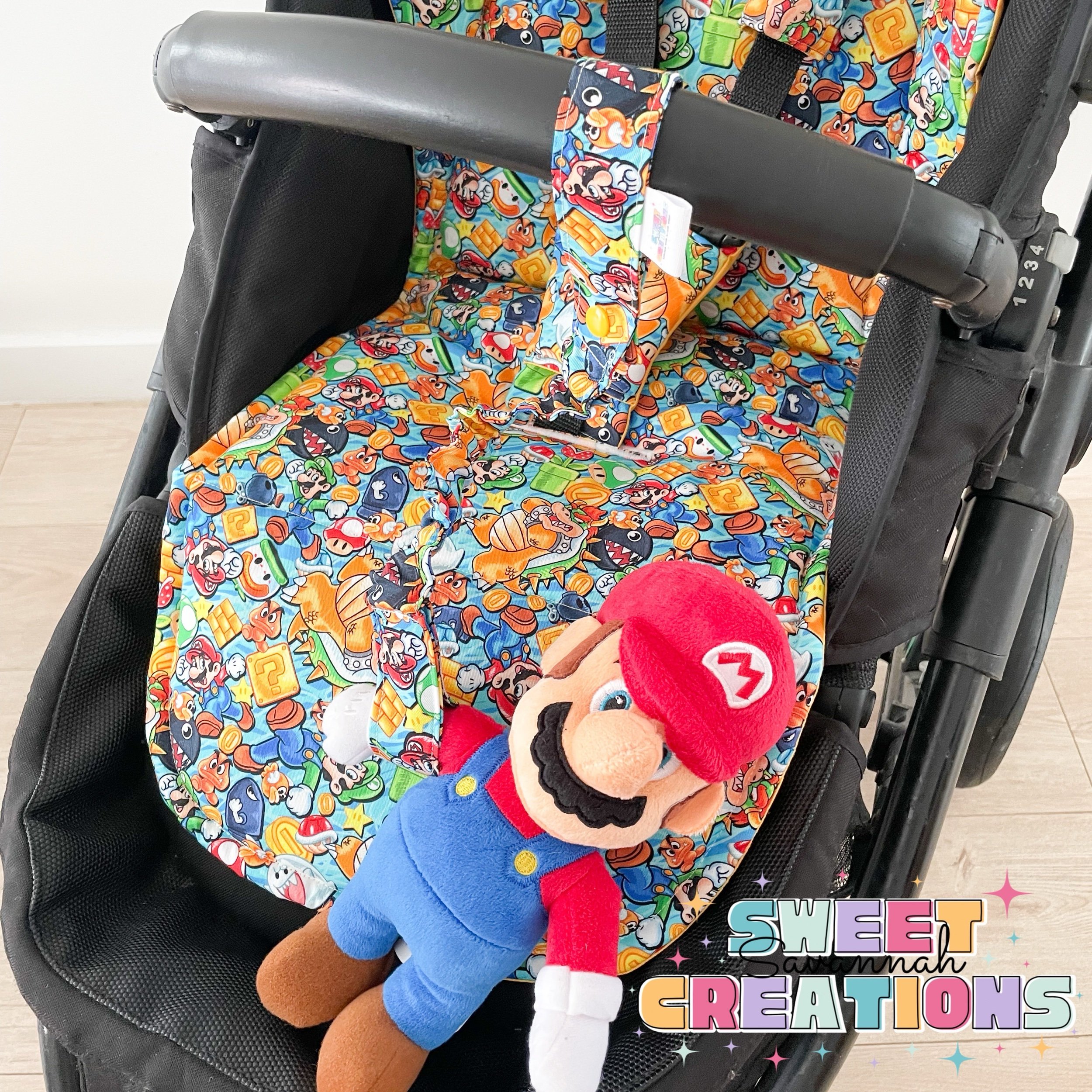 Universal Medium Pram Liner Set - Cotton Padded Liner, Strap & Buckle ...