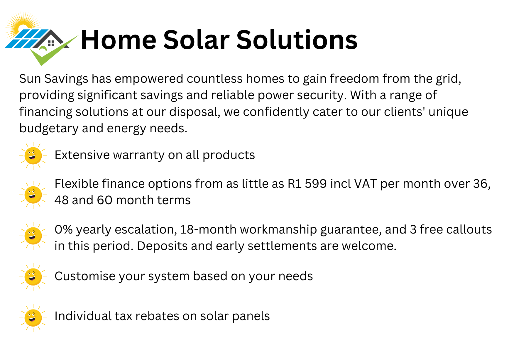 Rent to Own Solar Systems from R1750 PM | Sun Savings