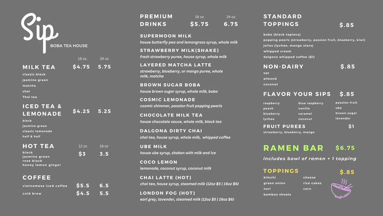 Menu — Sip Boba Tea House