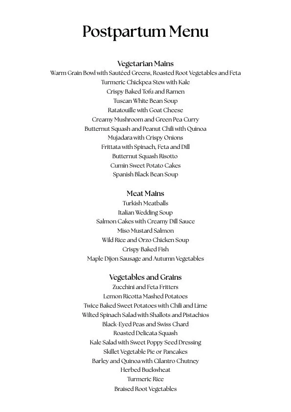 Menus — Planted Postpartum
