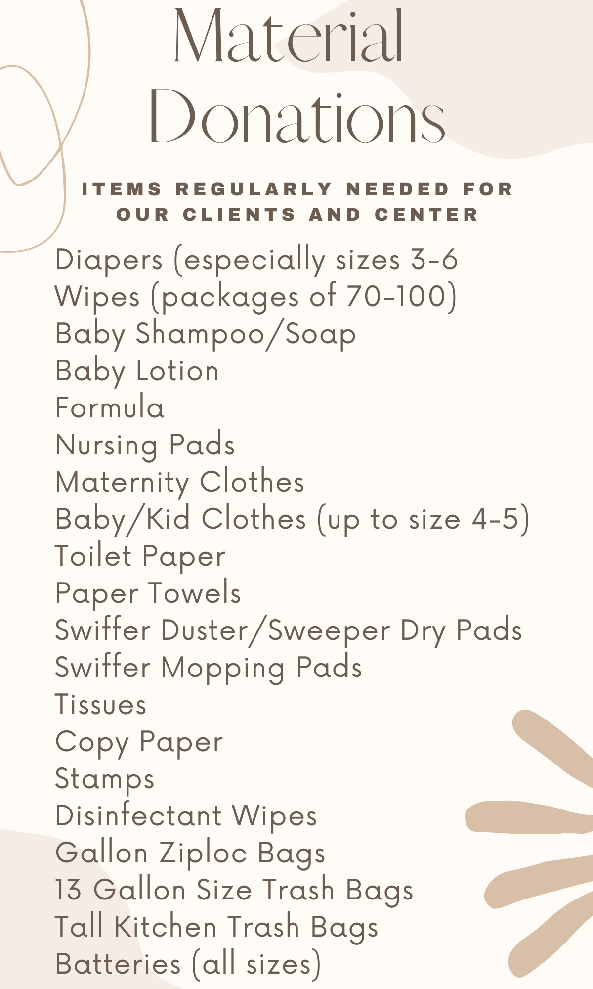 Material Support — LifeCare Center