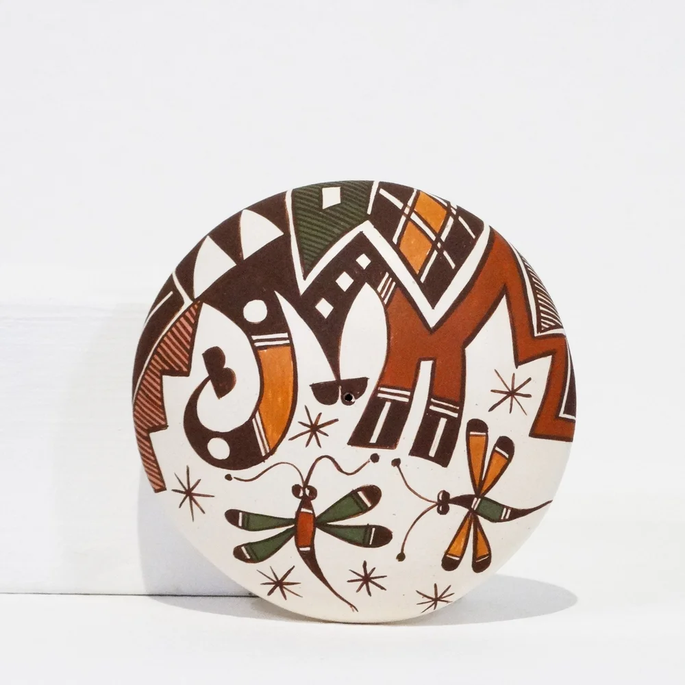 Tesuque Polychrome Pottery Rain God — Morning Star Gallery