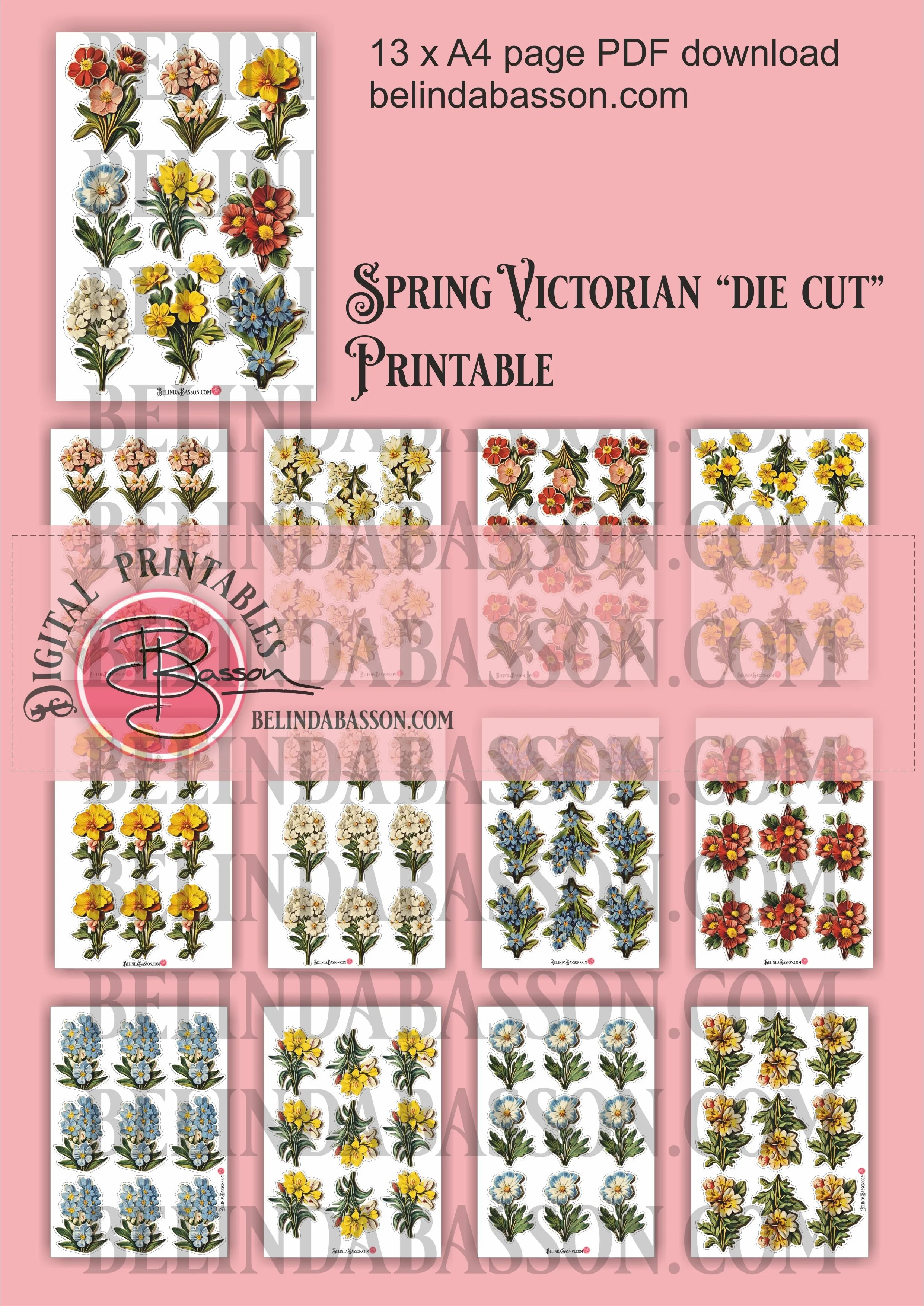 Spring Victorian "die cut" Printable FREEBIE — Belinda Basson