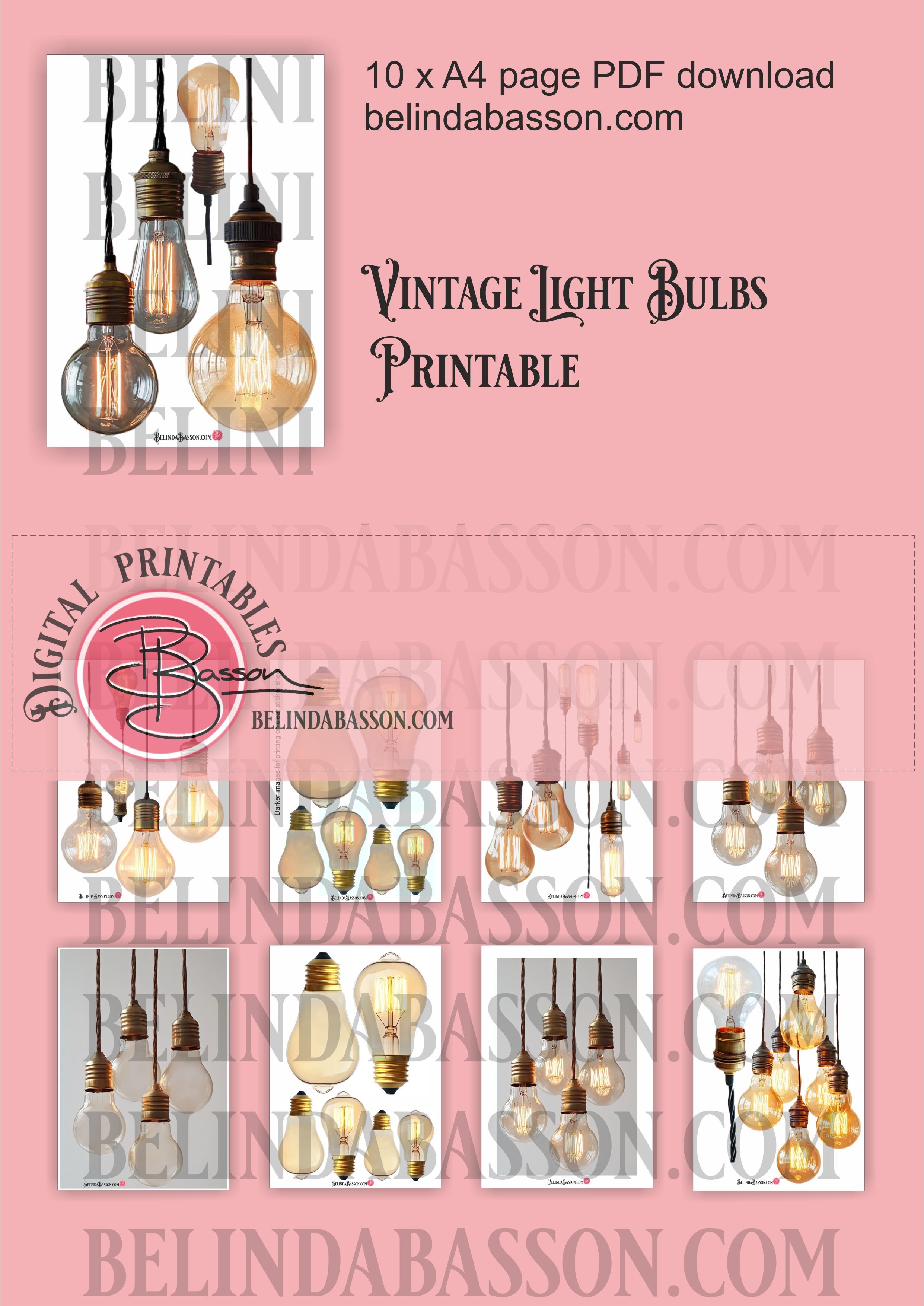Vintage Light Bulbs Printable Download — Belinda Basson