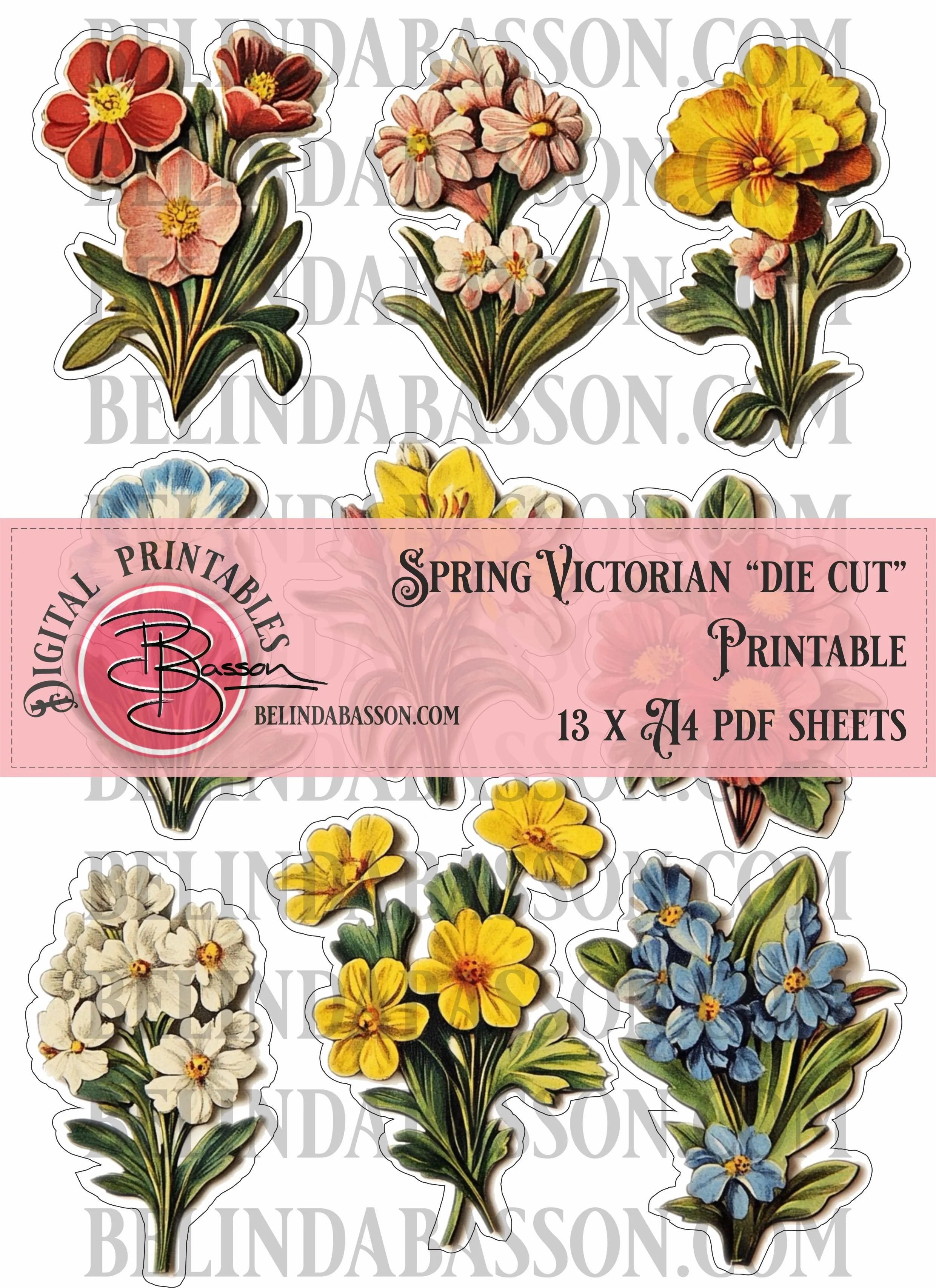 Spring Victorian "die cut" Printable FREEBIE — Belinda Basson
