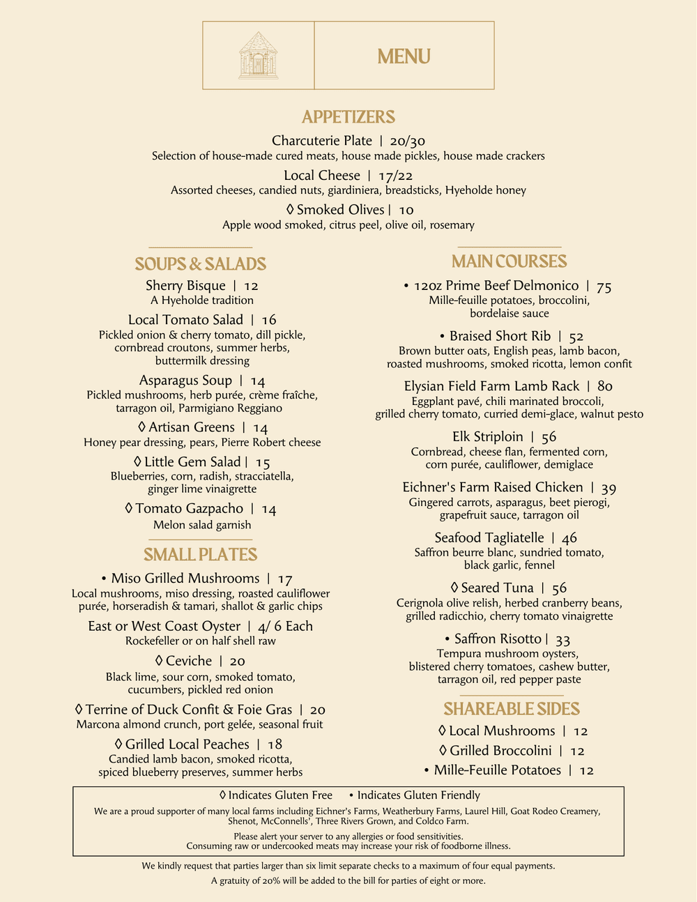 Our Menu — Hyeholde