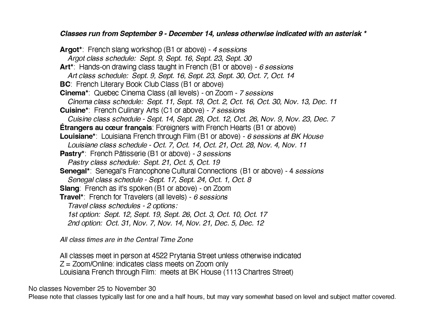 French Language Classes — L'Union Française