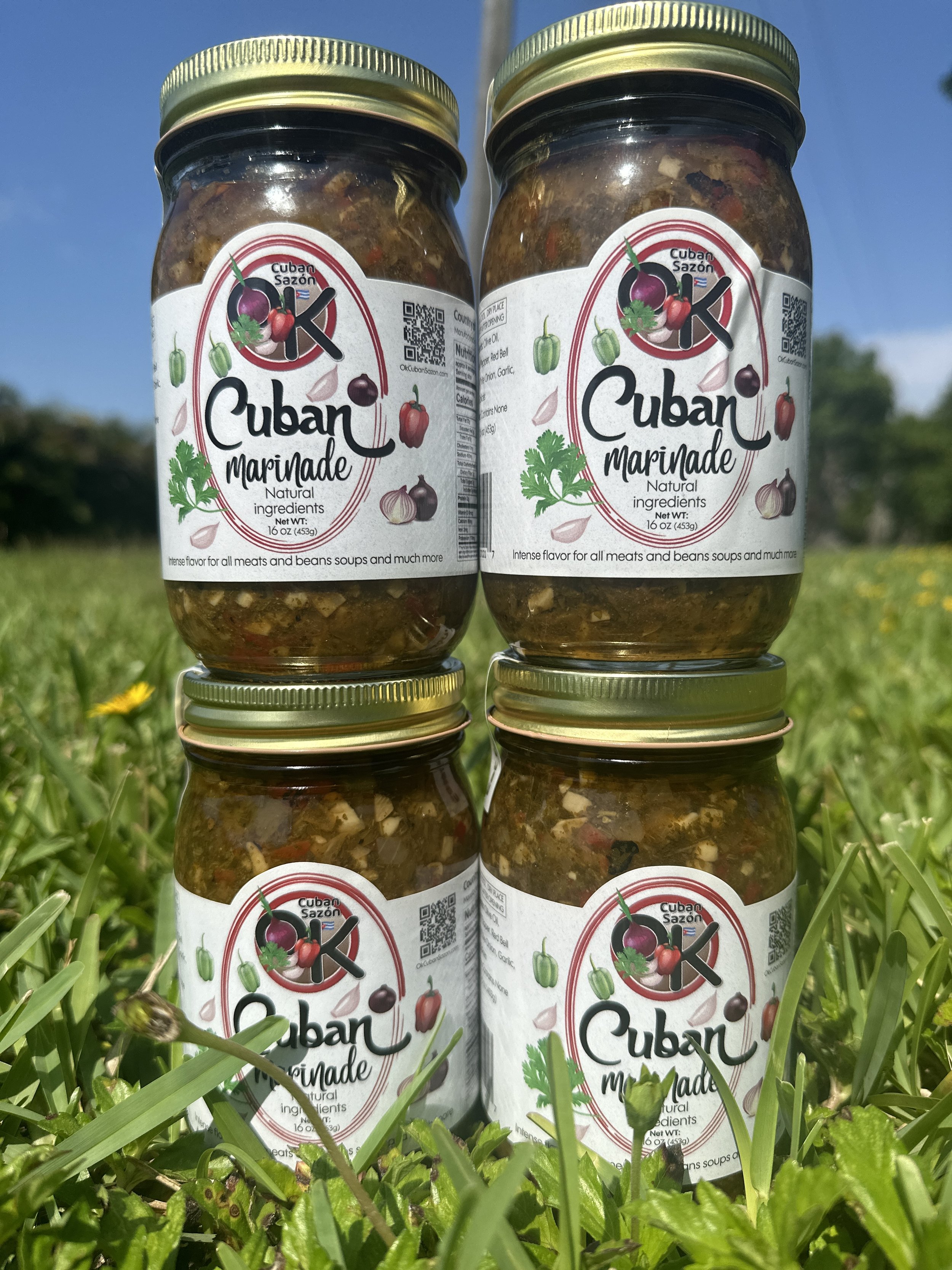 OK Cuban Sazón Marinade, Set of four sofrito 16oz jars — OK Cuban Sazón