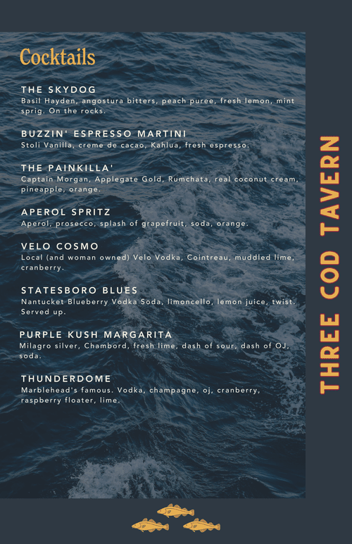 Our Menu — Three Cod