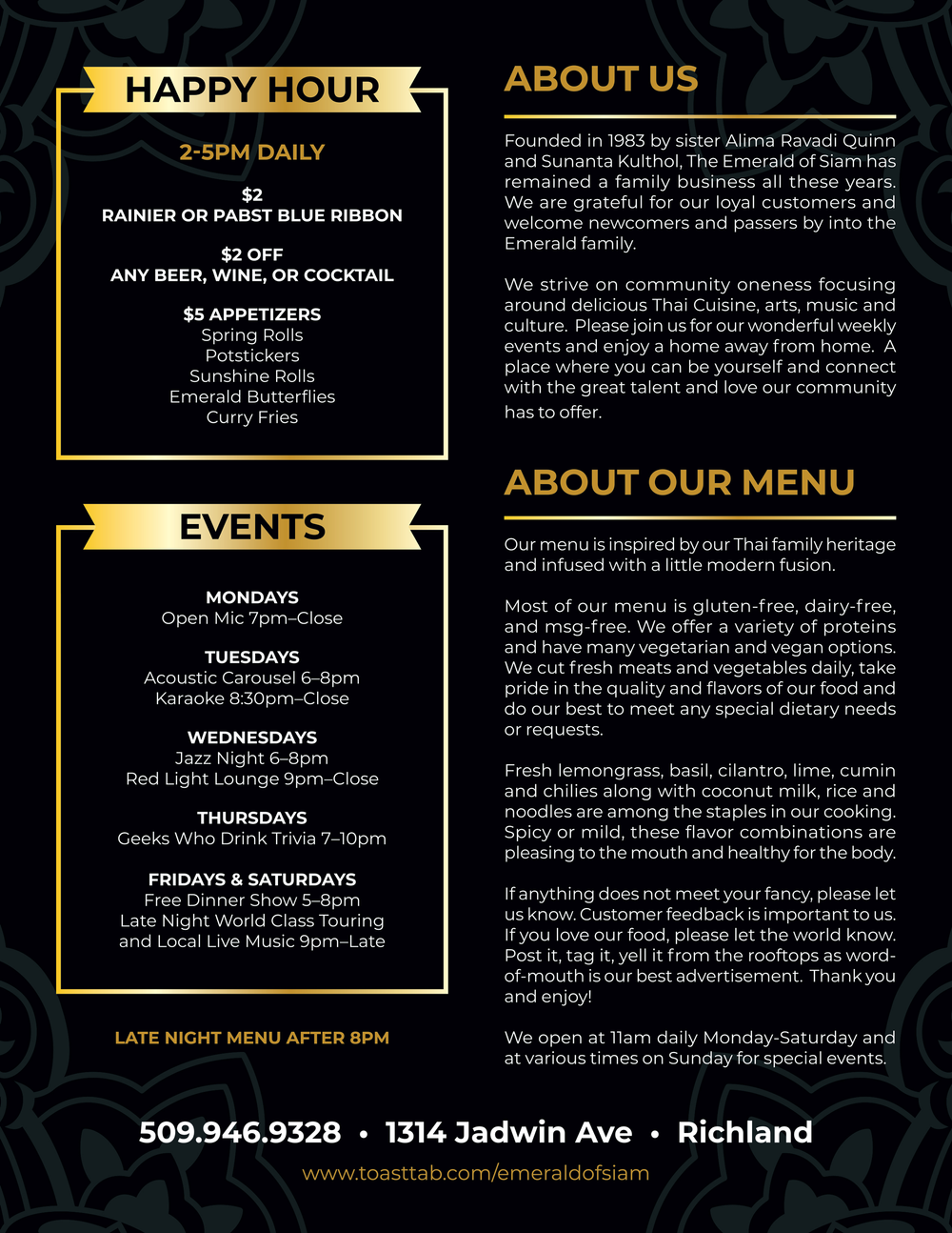 MENU — The Emerald of Siam