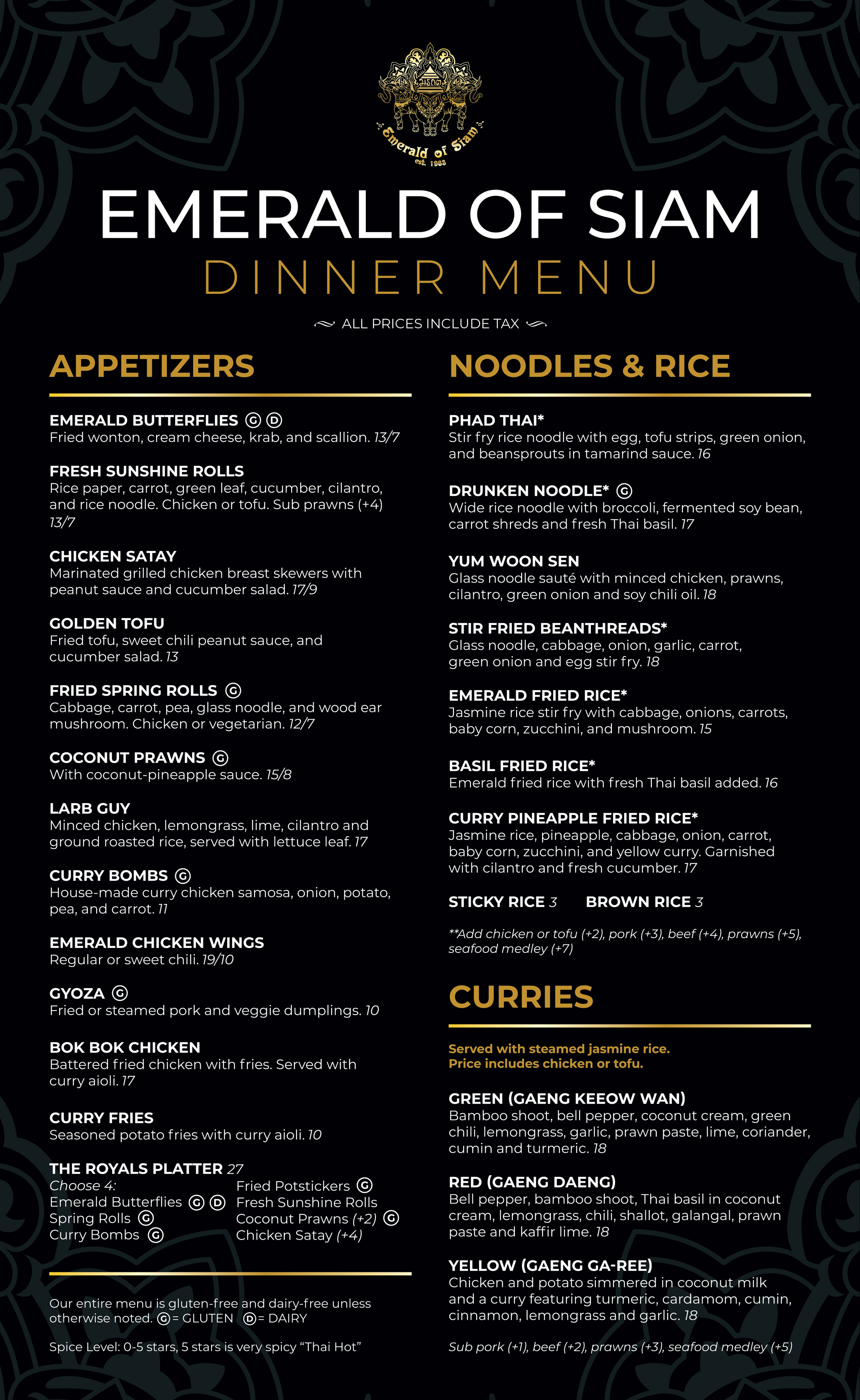 MENU — The Emerald of Siam