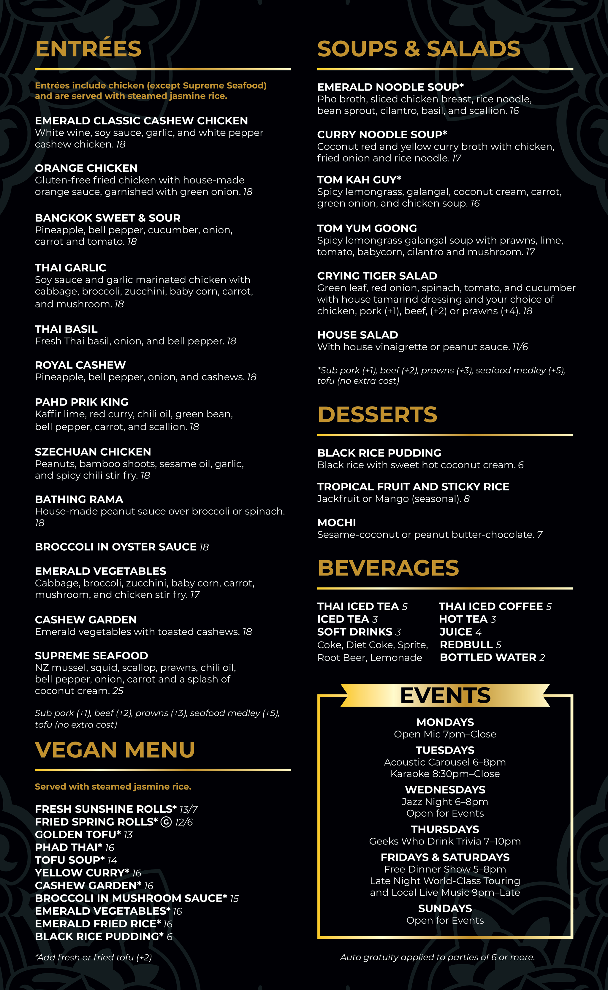 MENU — The Emerald of Siam