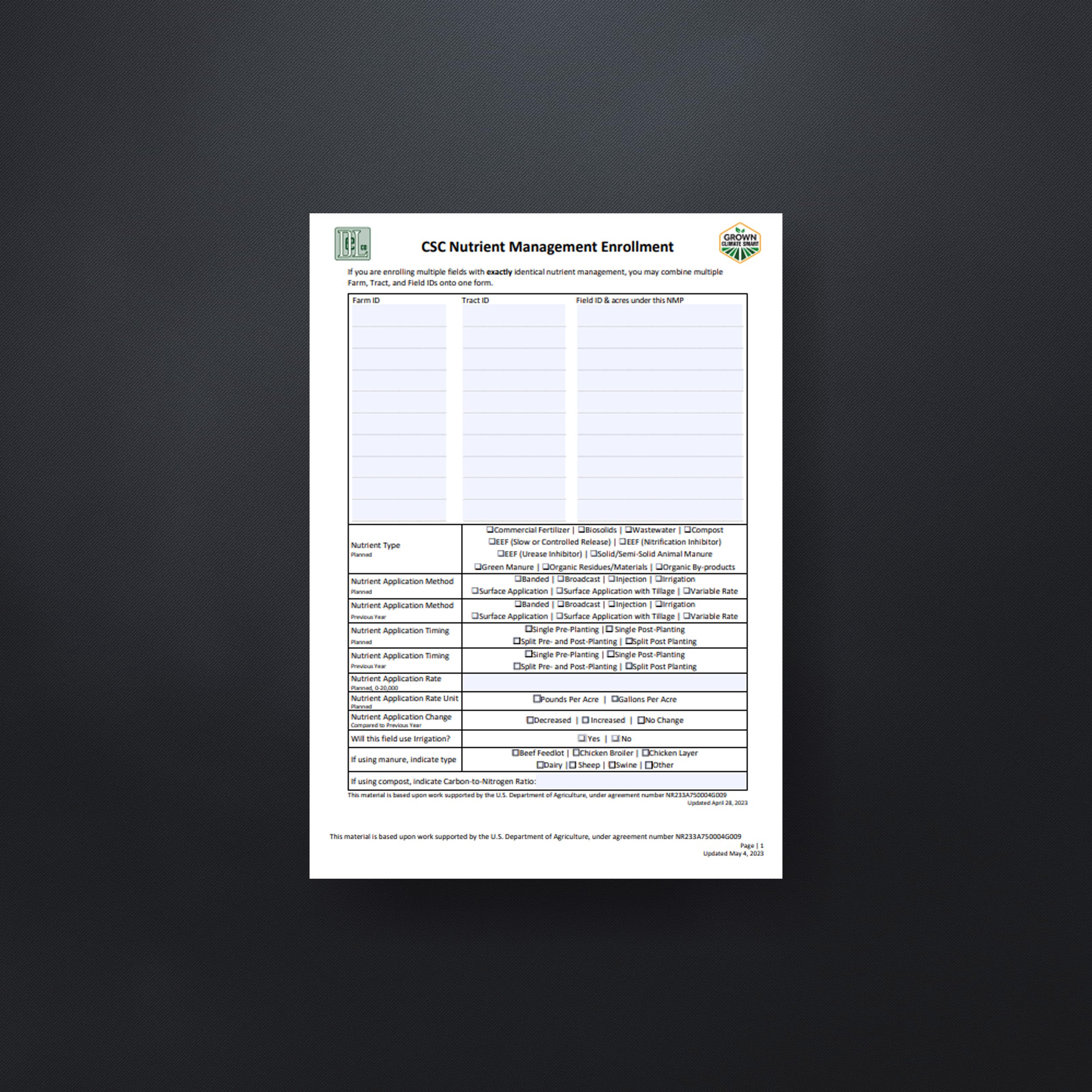 Forms and Standards — Grown Climate Smart