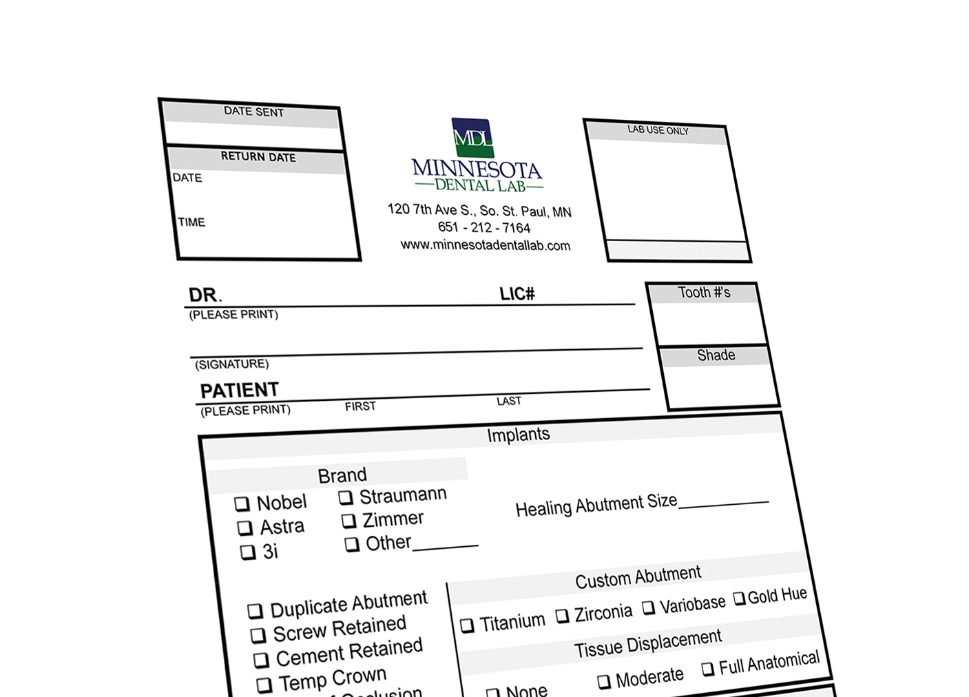 Send A Traditional Case | Minnesota Dental Lab