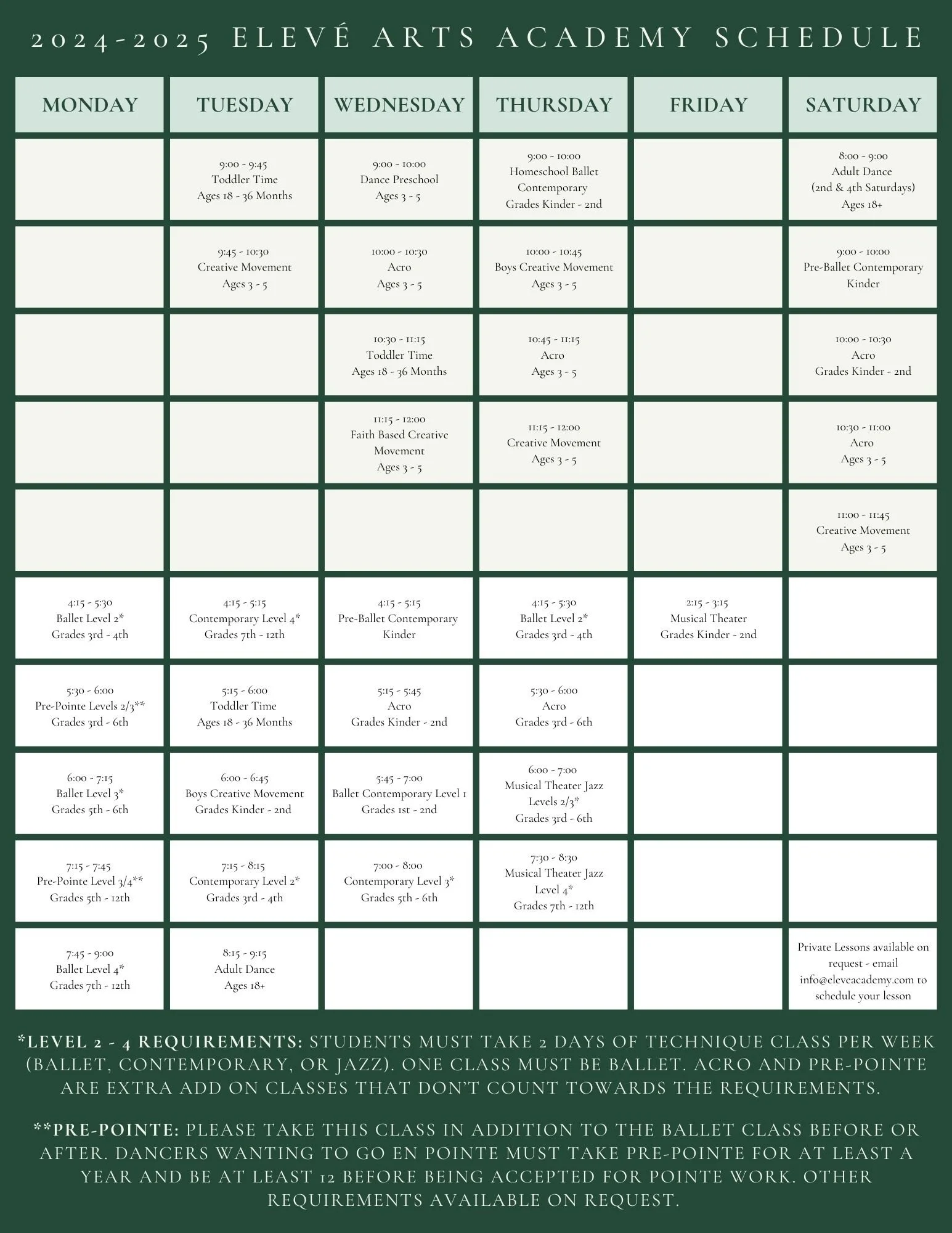 Fall to Spring Season — Elevé Academy