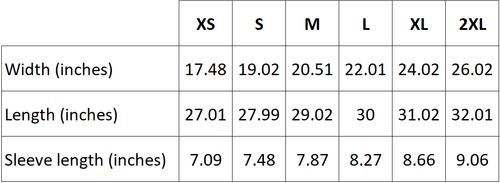 Sizing Charts — Solheid Christian Apparel