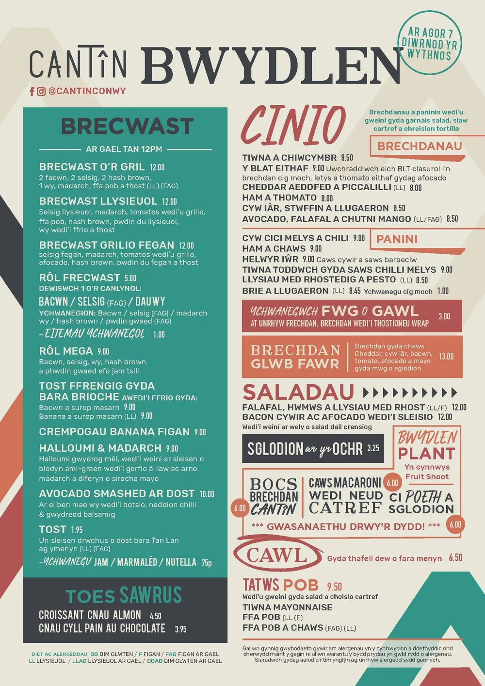 Bwydlen | Discover & Dine Today — Cantîn