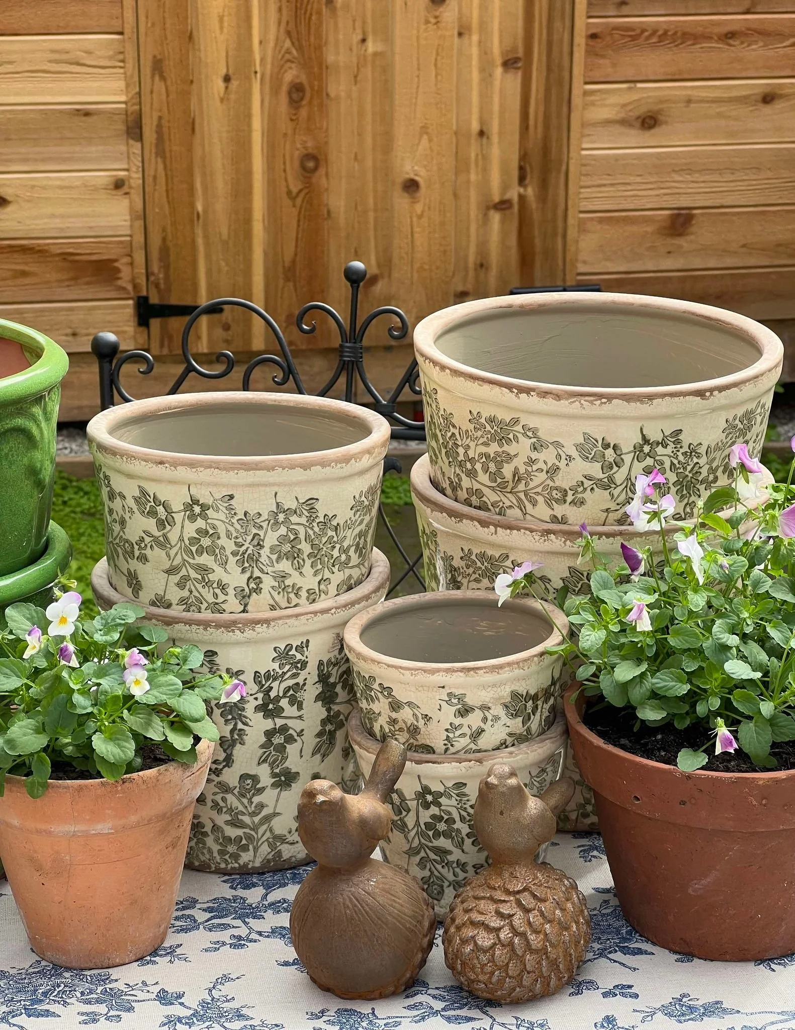 Vintage Olive Floral Garden Pots — OLIVE HOME INTERIORS