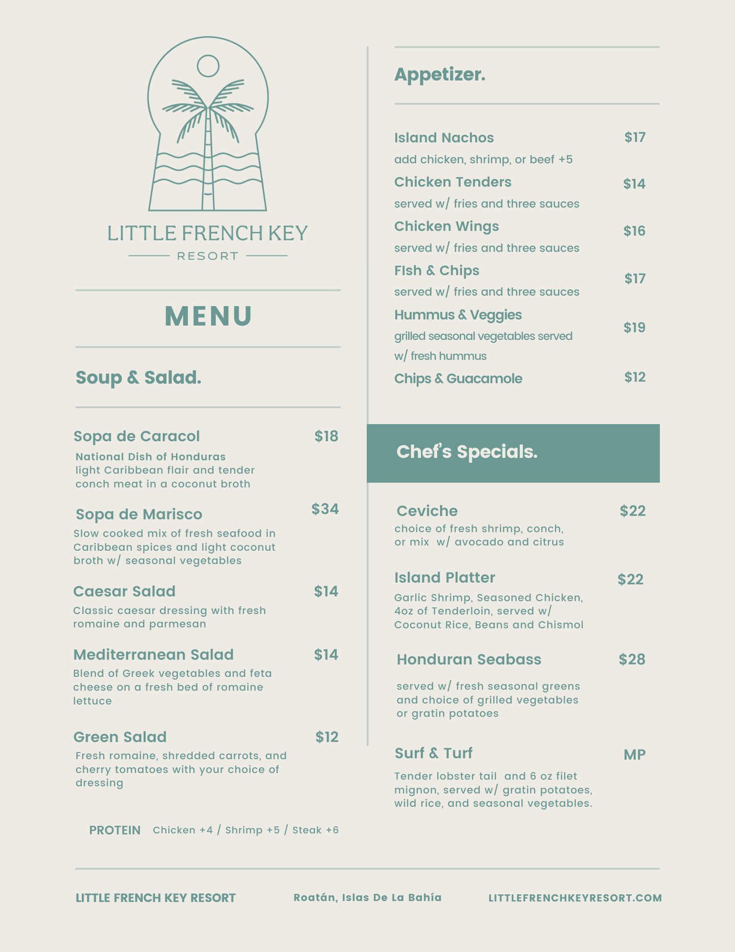 Menu — Little French Key Resort