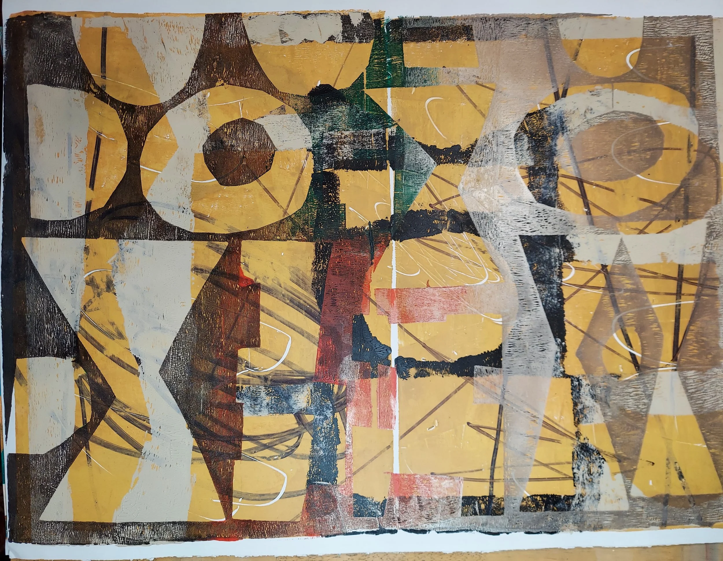 Monoprint Collages on paper (large format landscape mode) 22 in. x 30 ...