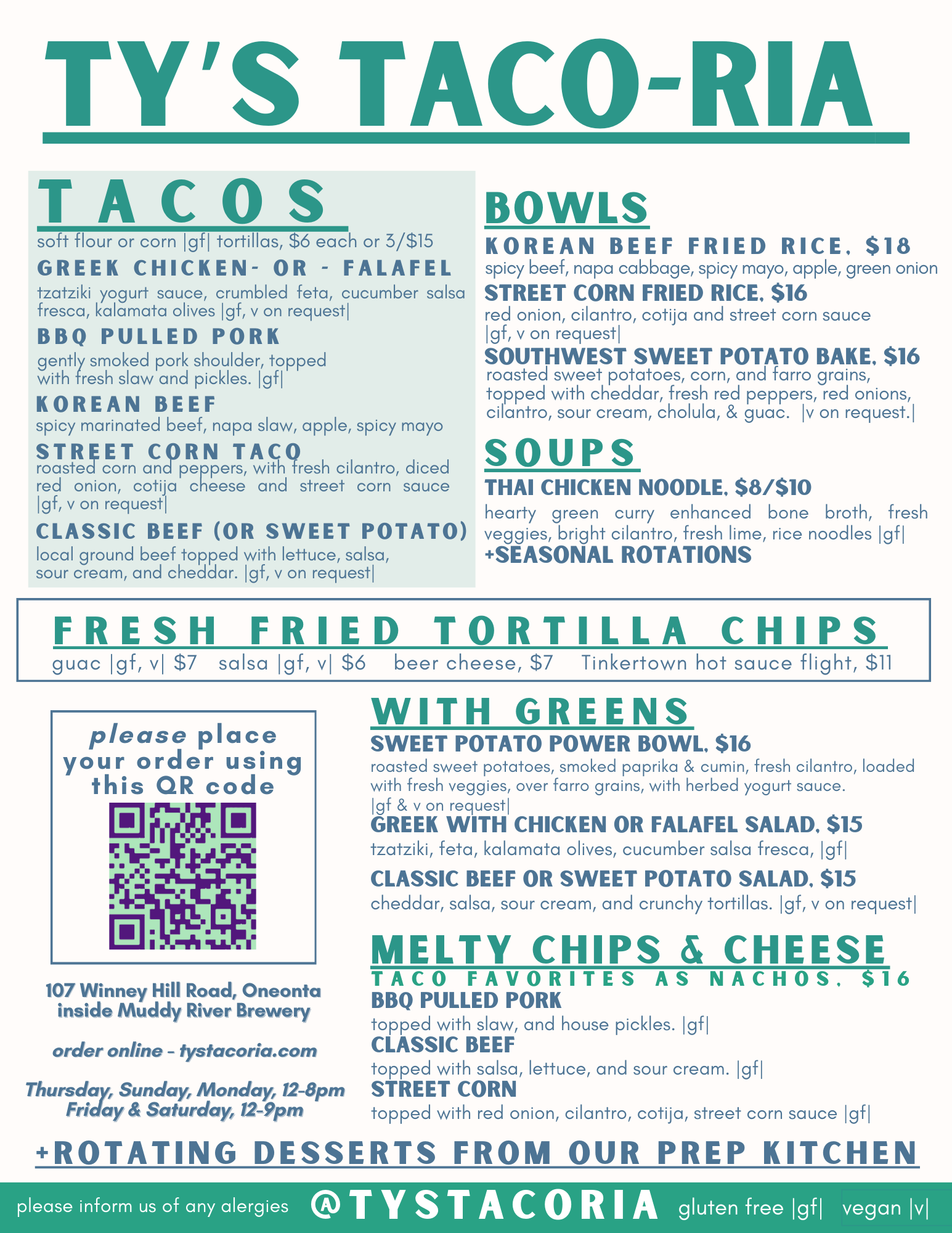 menus — Ty's Taco-ria