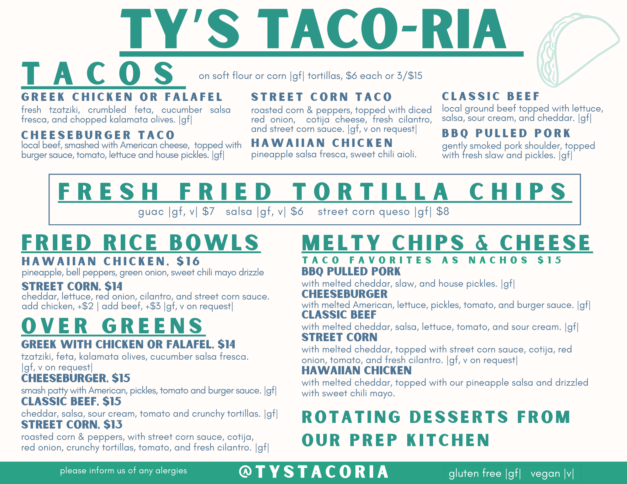 menu — Ty's Taco-ria