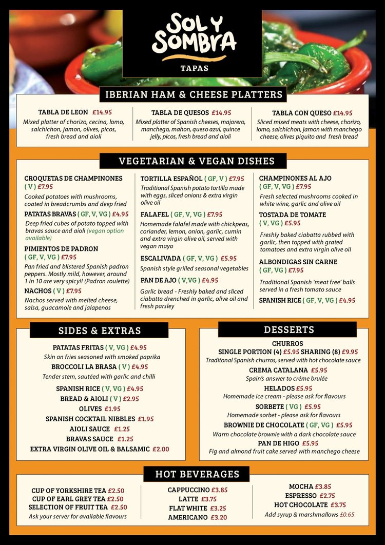 Menu — Sol y Sombra Tapas
