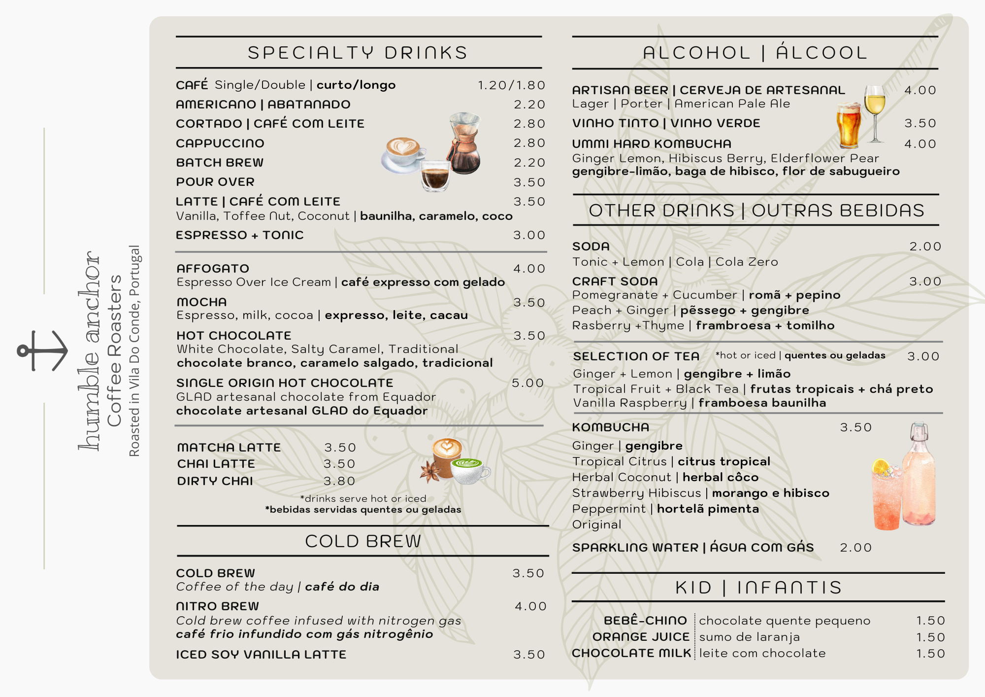 Menu — Humble Anchor Coffee Roasters