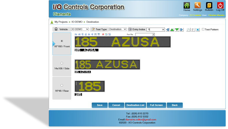 DINEX Diamond Dot Destination Sign System — I/O Controls Corporation