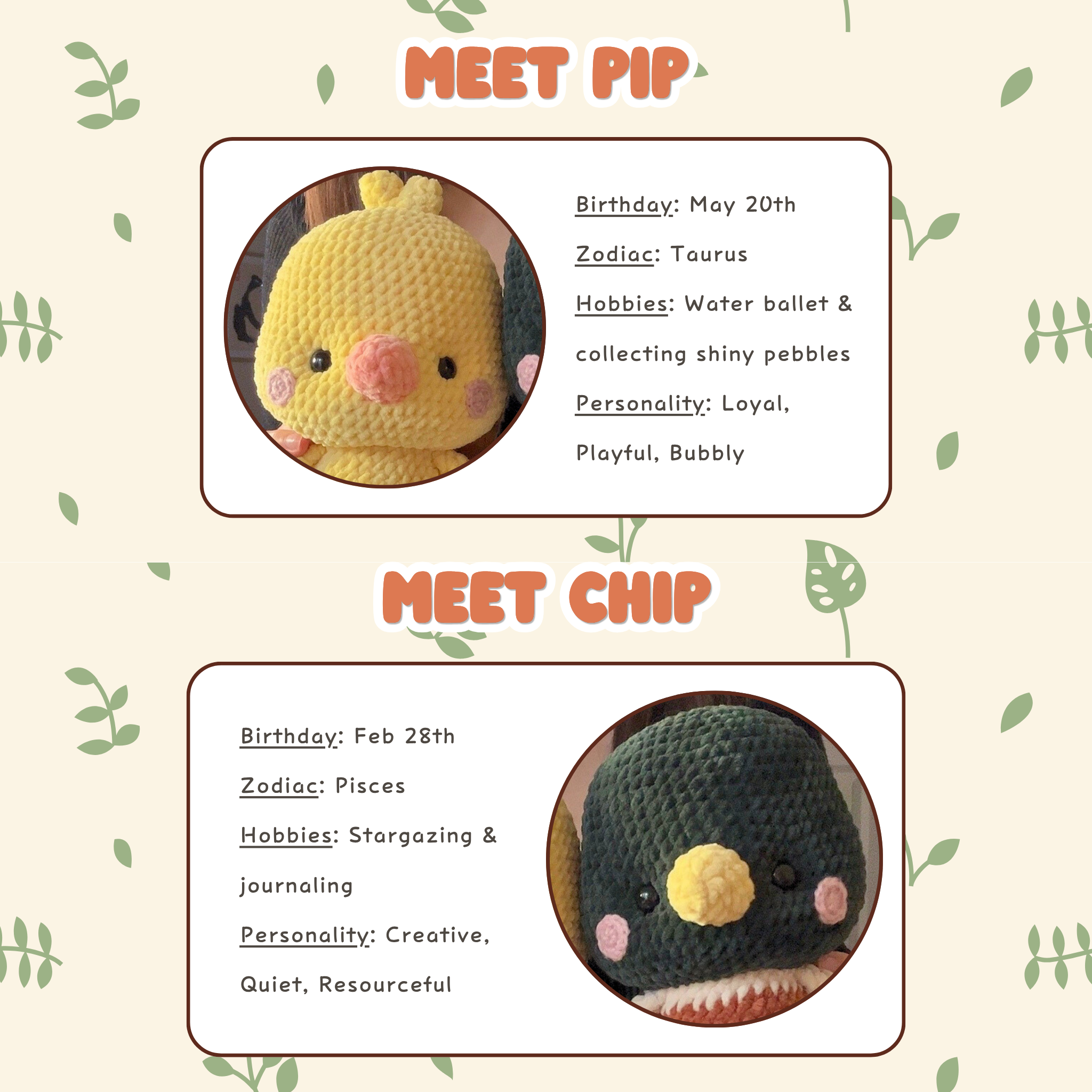 Pip & Chip DIGITAL PDF Crochet Pattern — crochetbykittengrll