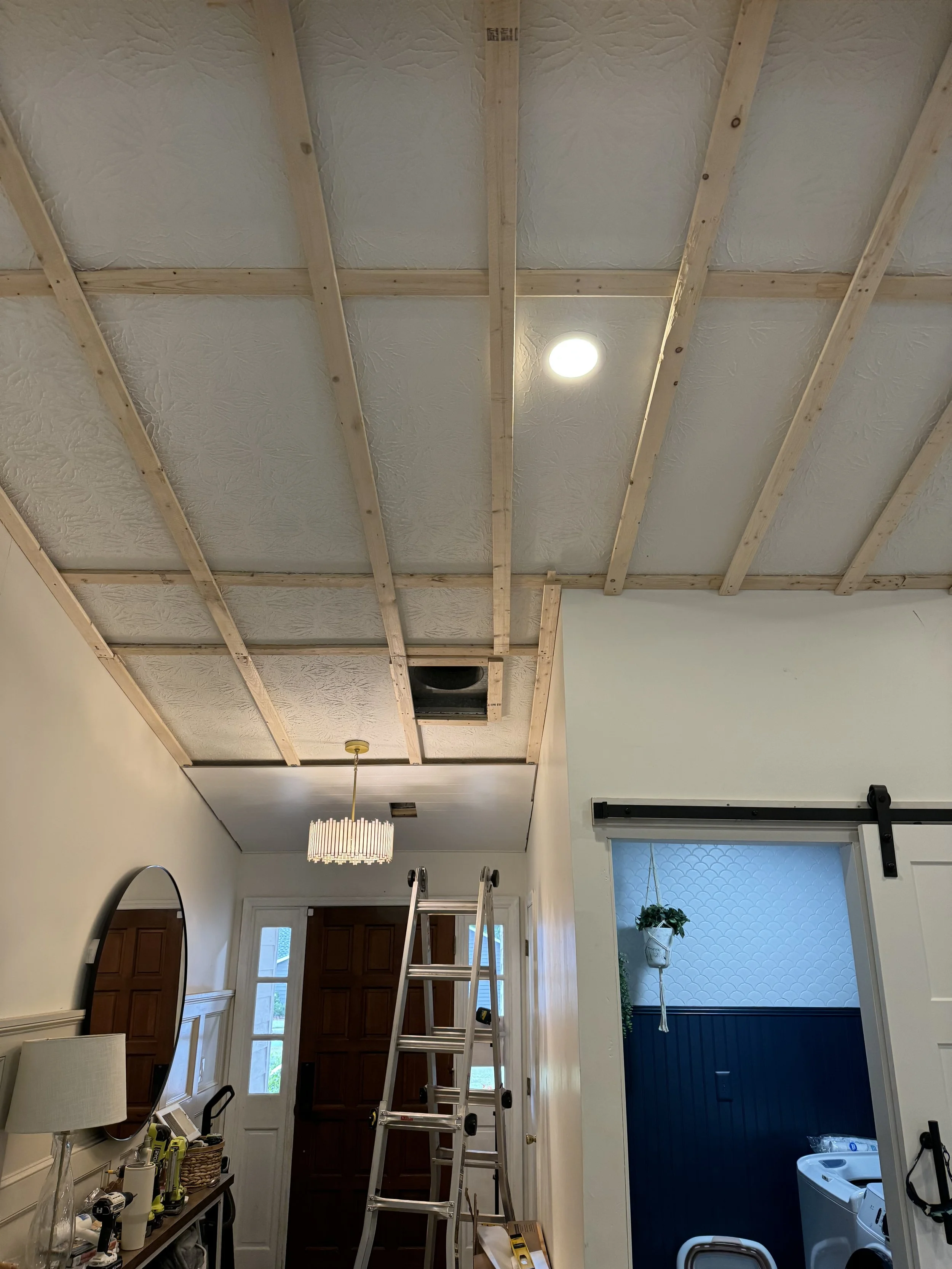 Kiss Your Stamped and Popcorn Ceilings Goodbye With Planked Shiplap: A ...
