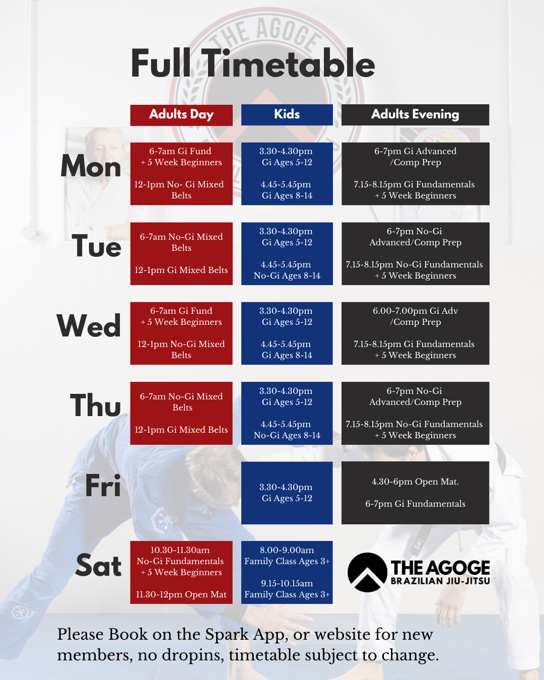 Timetable — The Agoge BJJ