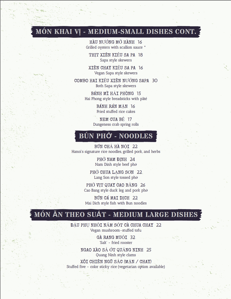 Menu — The Paper Bridge