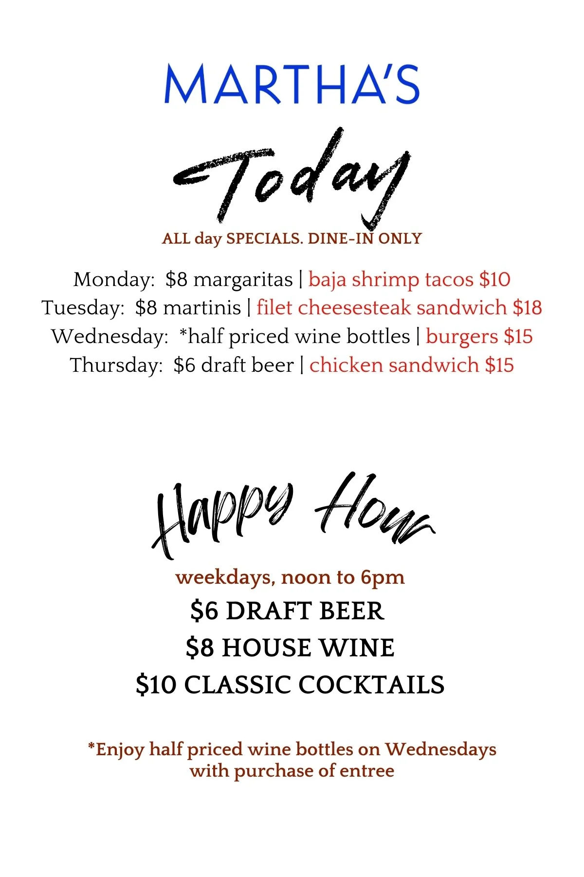 Happening Now — MARTHA'S