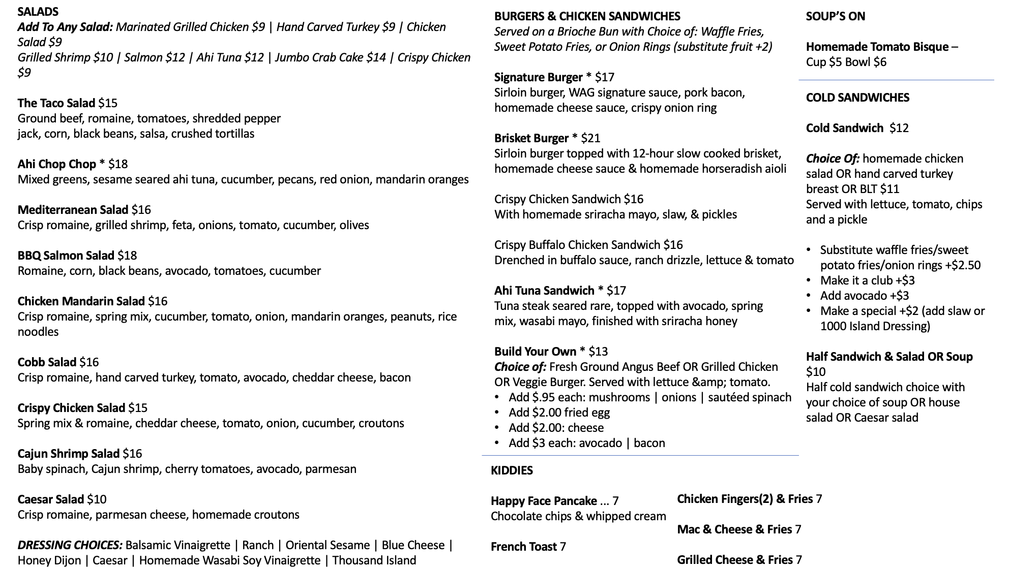 Menu 1 — West Avenue Grille