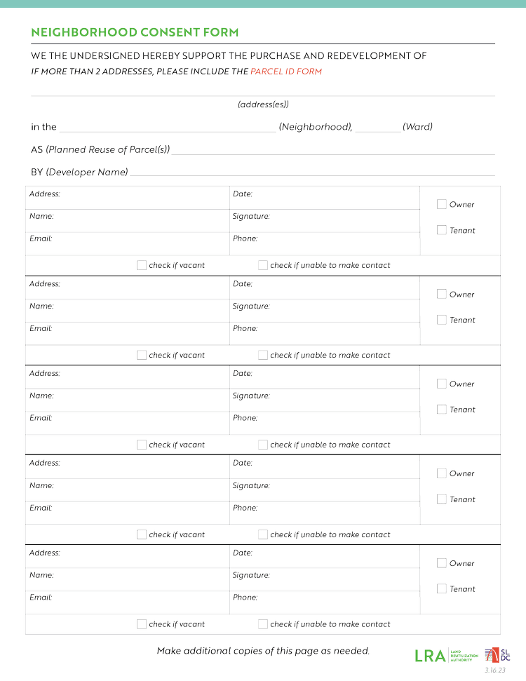 Offer to Purchase — LRA, Land Reutilization Authority