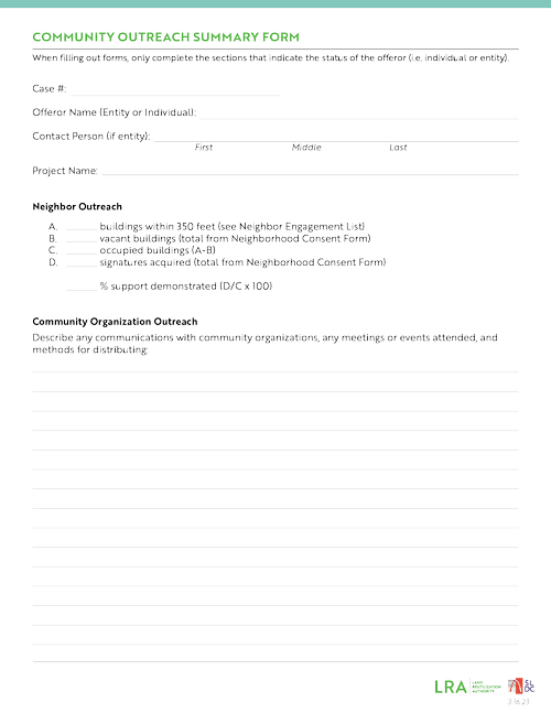 Offer to Purchase — LRA, Land Reutilization Authority