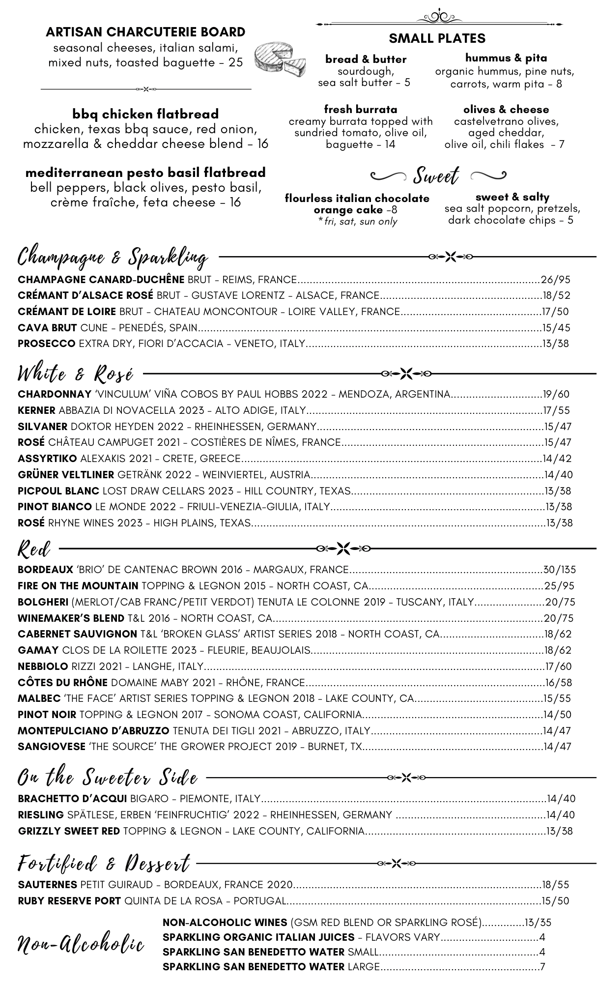 Menu — Cuvee Wine and Piano Bar