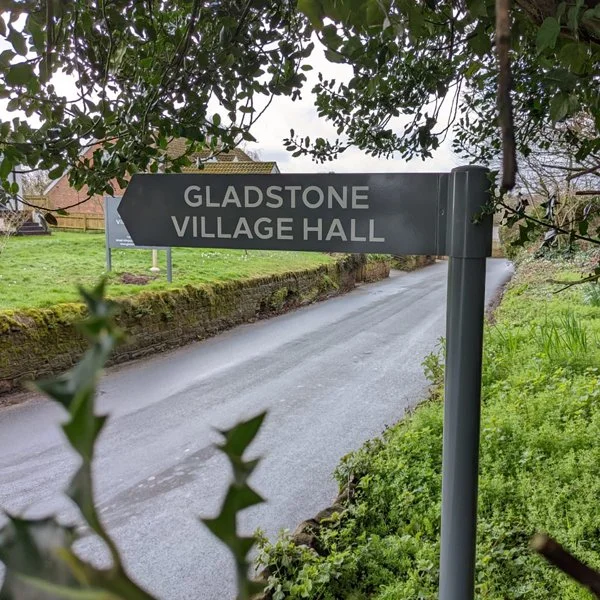 Gladstone Village Hall - Wirral - Post and panel entrance sign ...