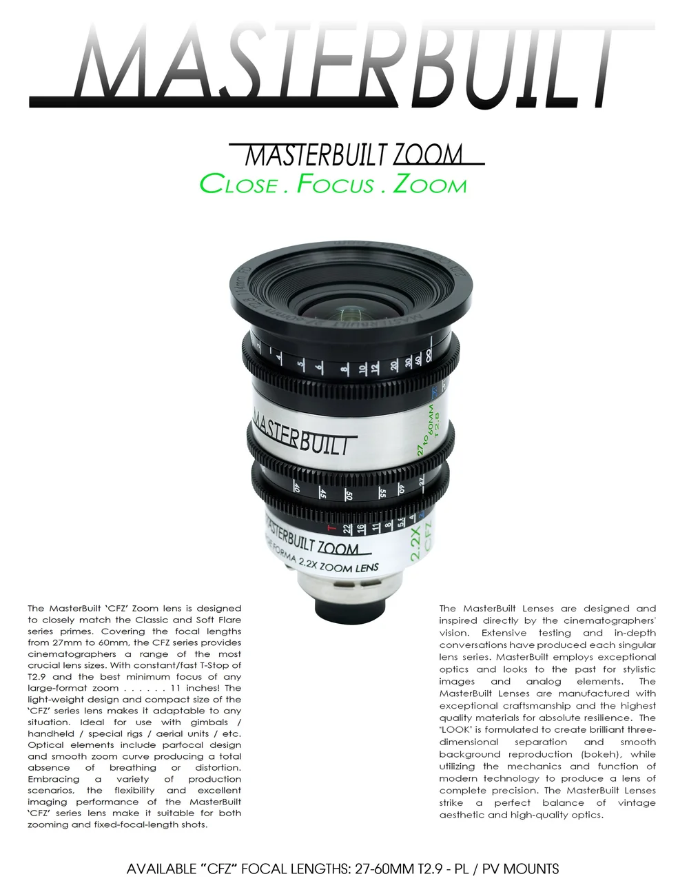 ZOOM SERIES LENS TEST — Masterbuilt Lenses